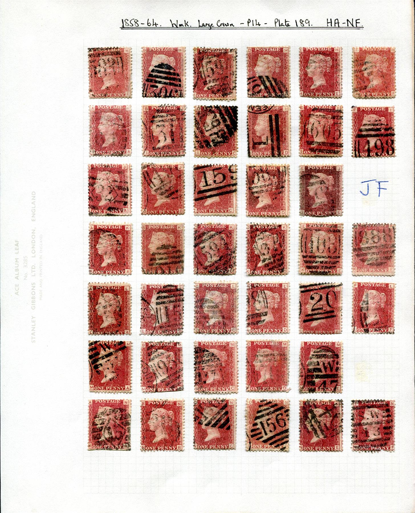 Queen Victoria - 1d Red Plate Numbers