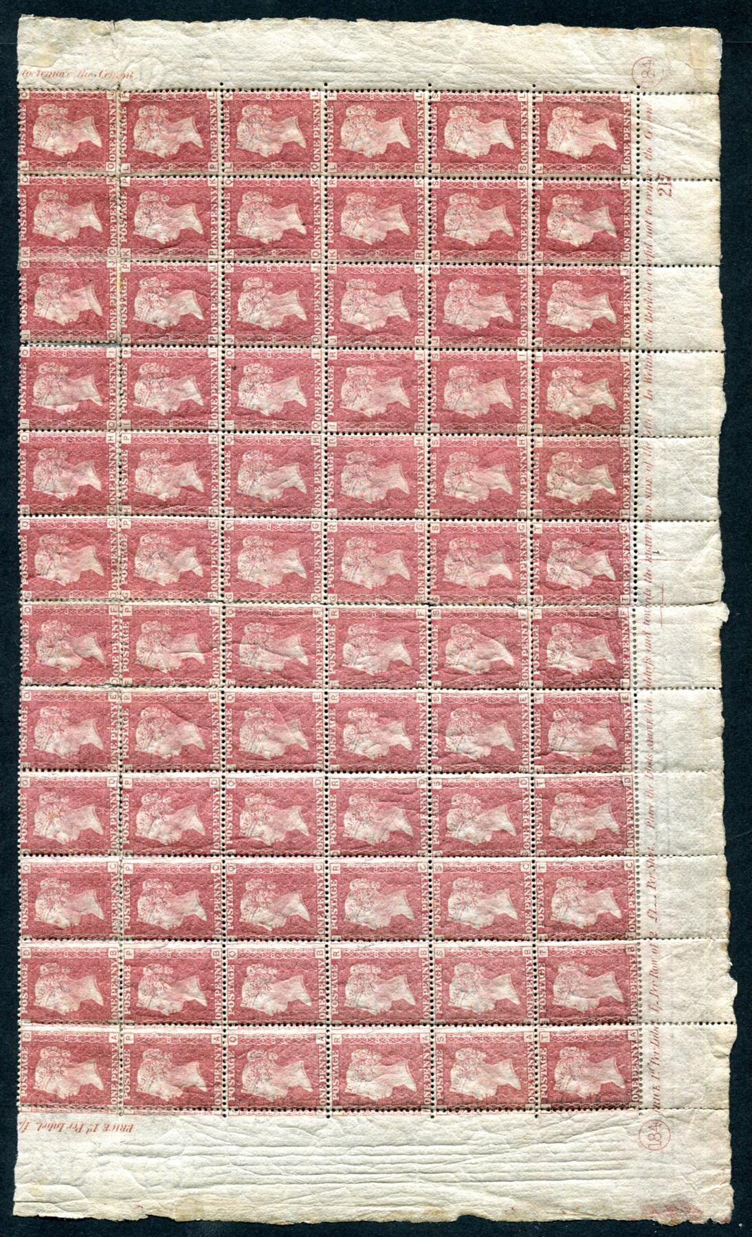 Queen Victoria - 1d Red Plate Numbers