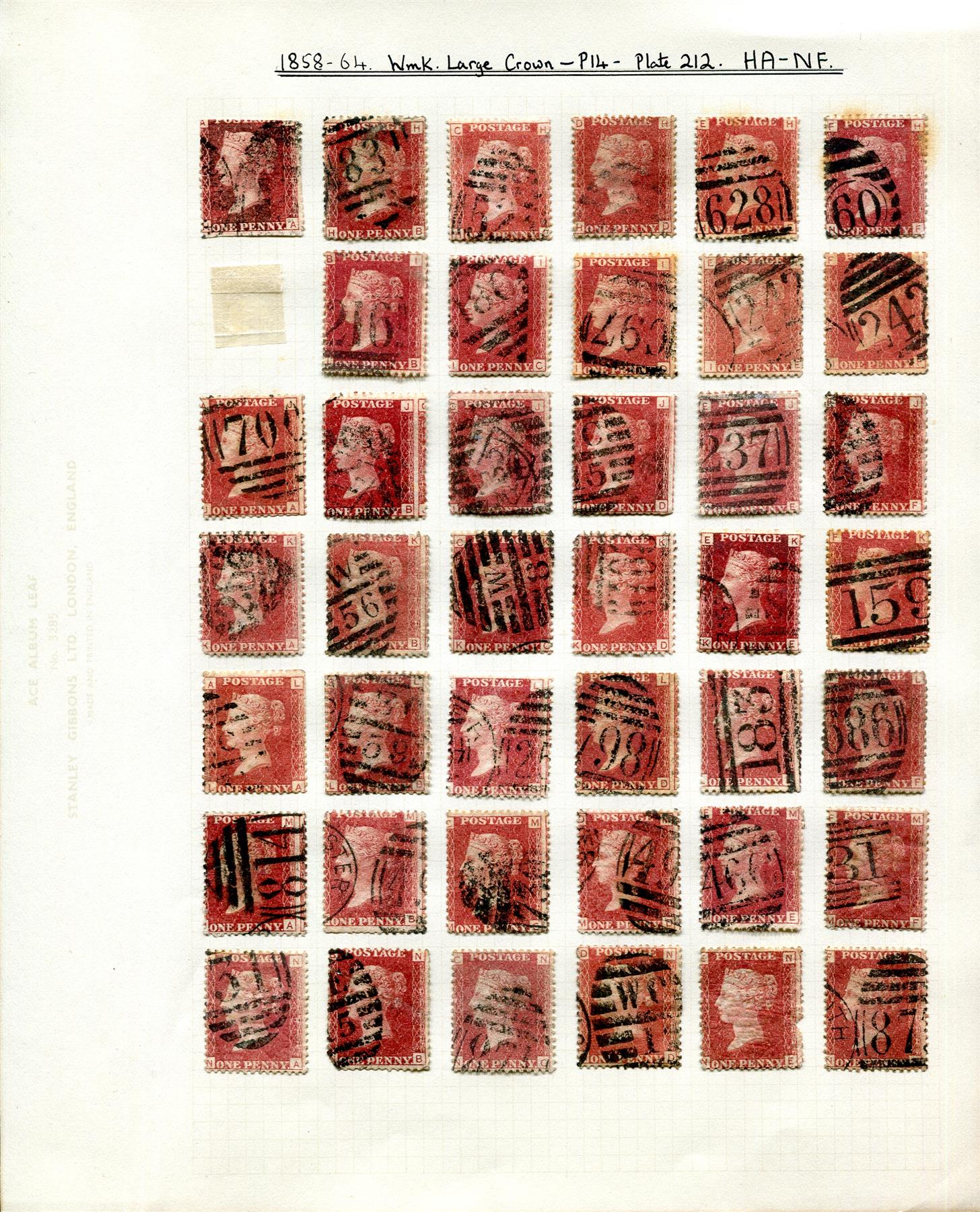 1864 SG43 1d Red plate 212