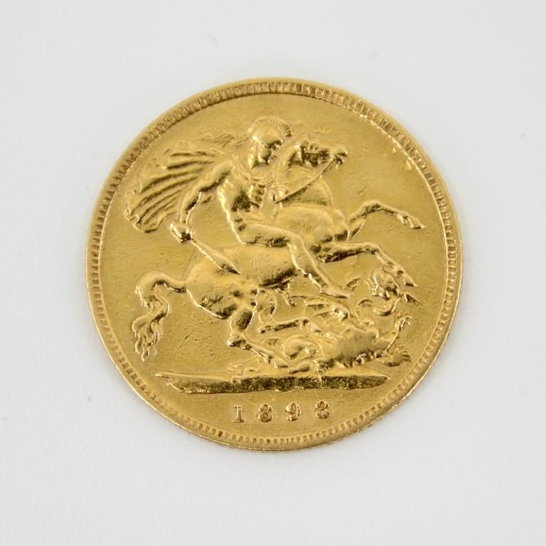 1898 Queen Victoria Half-Sovereign Old Head / St. George Dragon