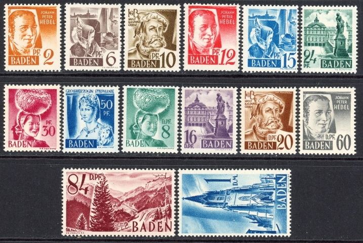 Germany / French Zone / Baden 1948 SG.FB14-FB27 all U/M except 30pf and ...