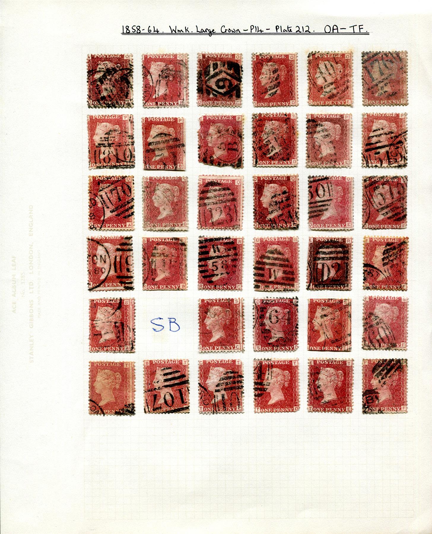 1864 SG43 1d Red plate 212