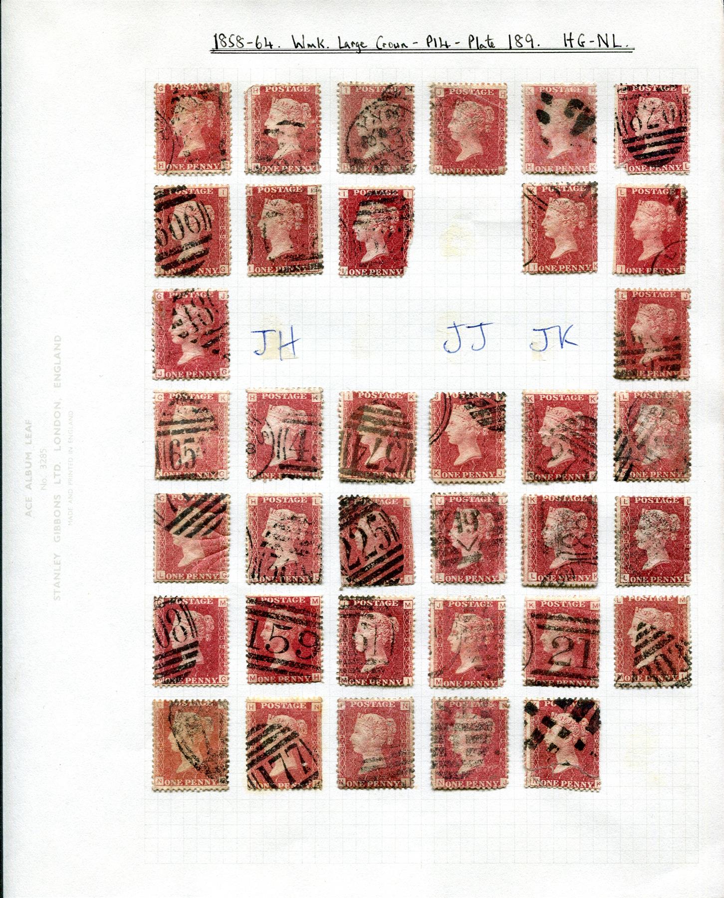 Queen Victoria - 1d Red Plate Numbers