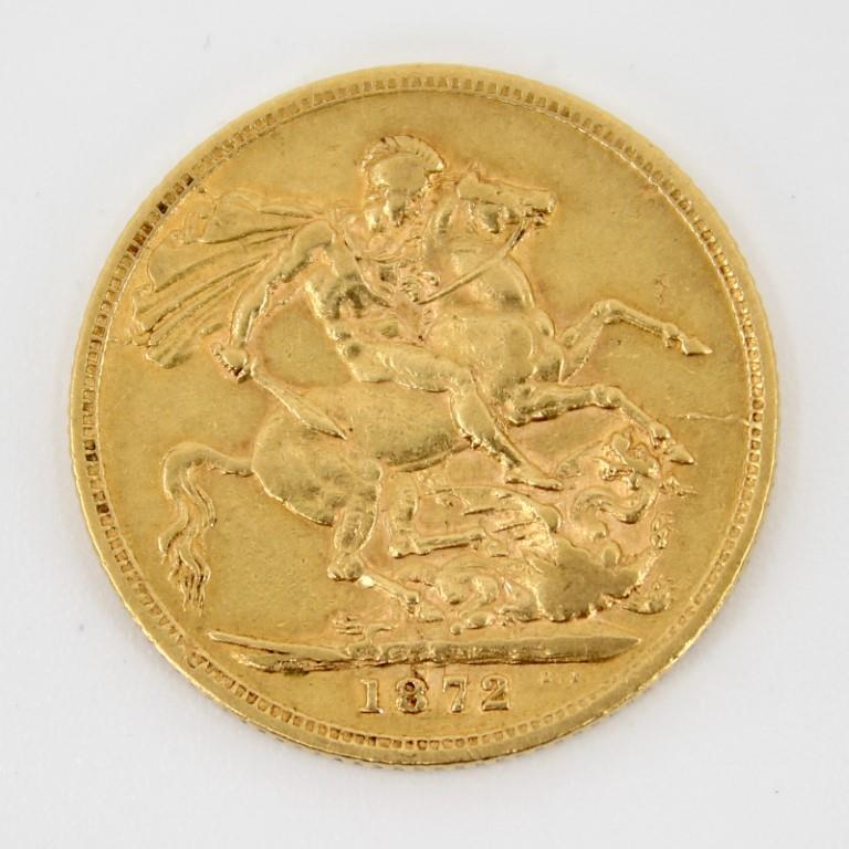 1872 Queen Victoria Sovereign Young Head / St. George Dragon