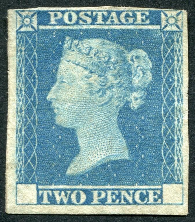 DP43 1841 2d Blue, small trial plate from printing of 12 impressions F ...
