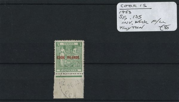 Cook Islands 1953 SG135 INV WMK F/U