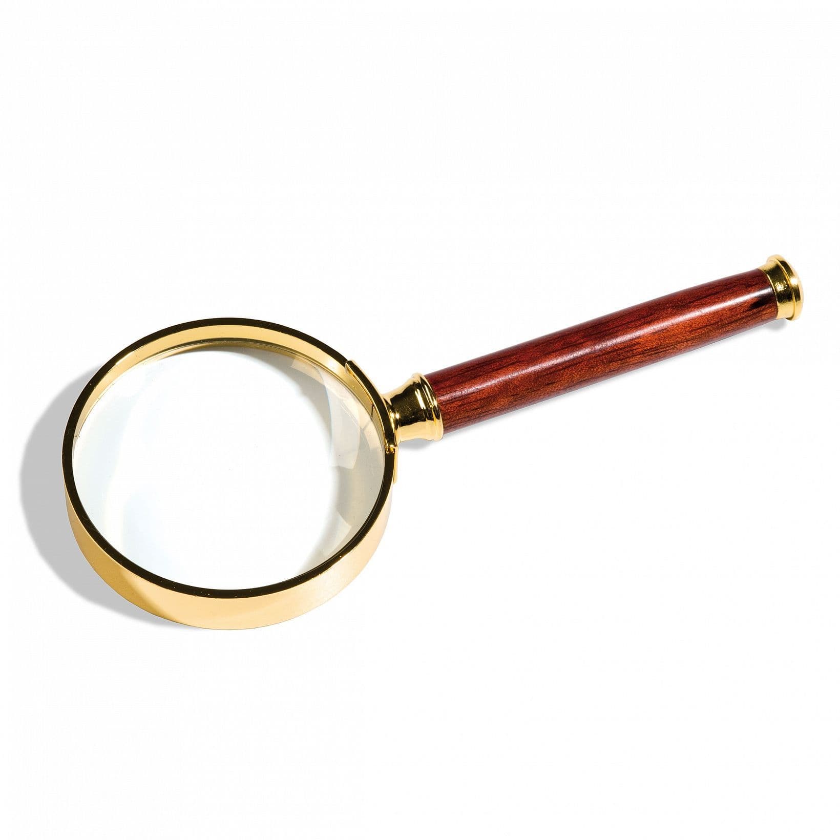Handle Magnifier With Glass Lens Gold-plated Metal Rim