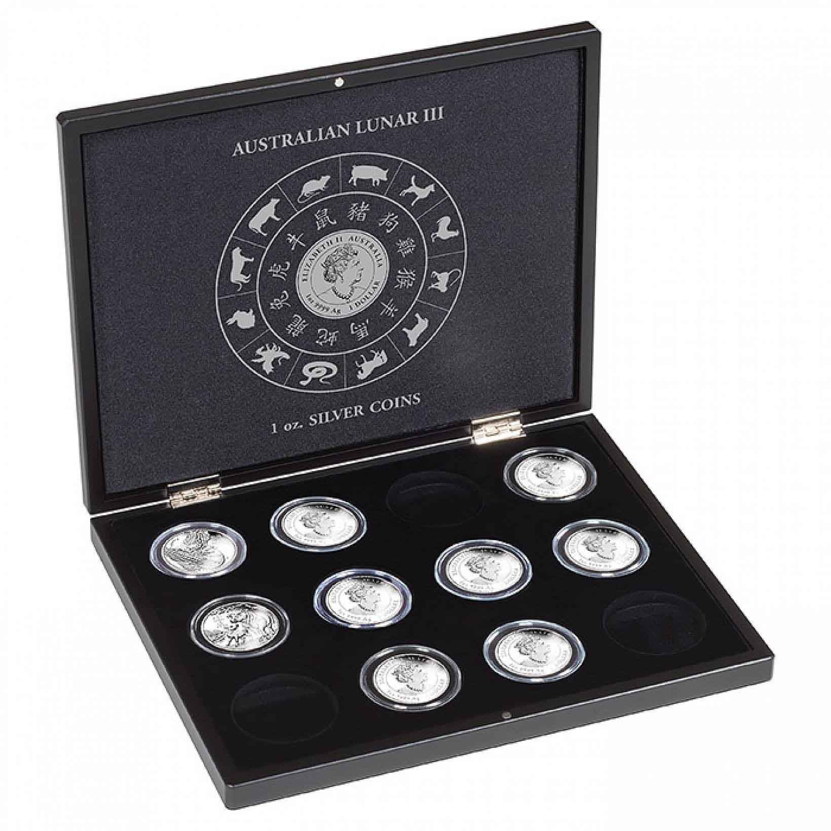 Presentation Case For 12 Lunar 3 Silver Coins 1 Oz In Capsules Black