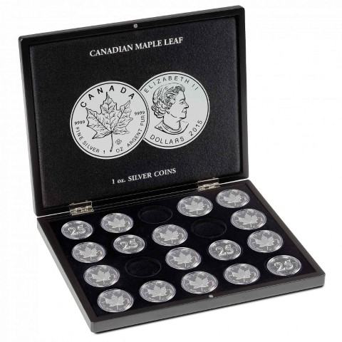 Presentation Case For 20 Silver Maple Leaf Coins 1 Oz In Capsules Black