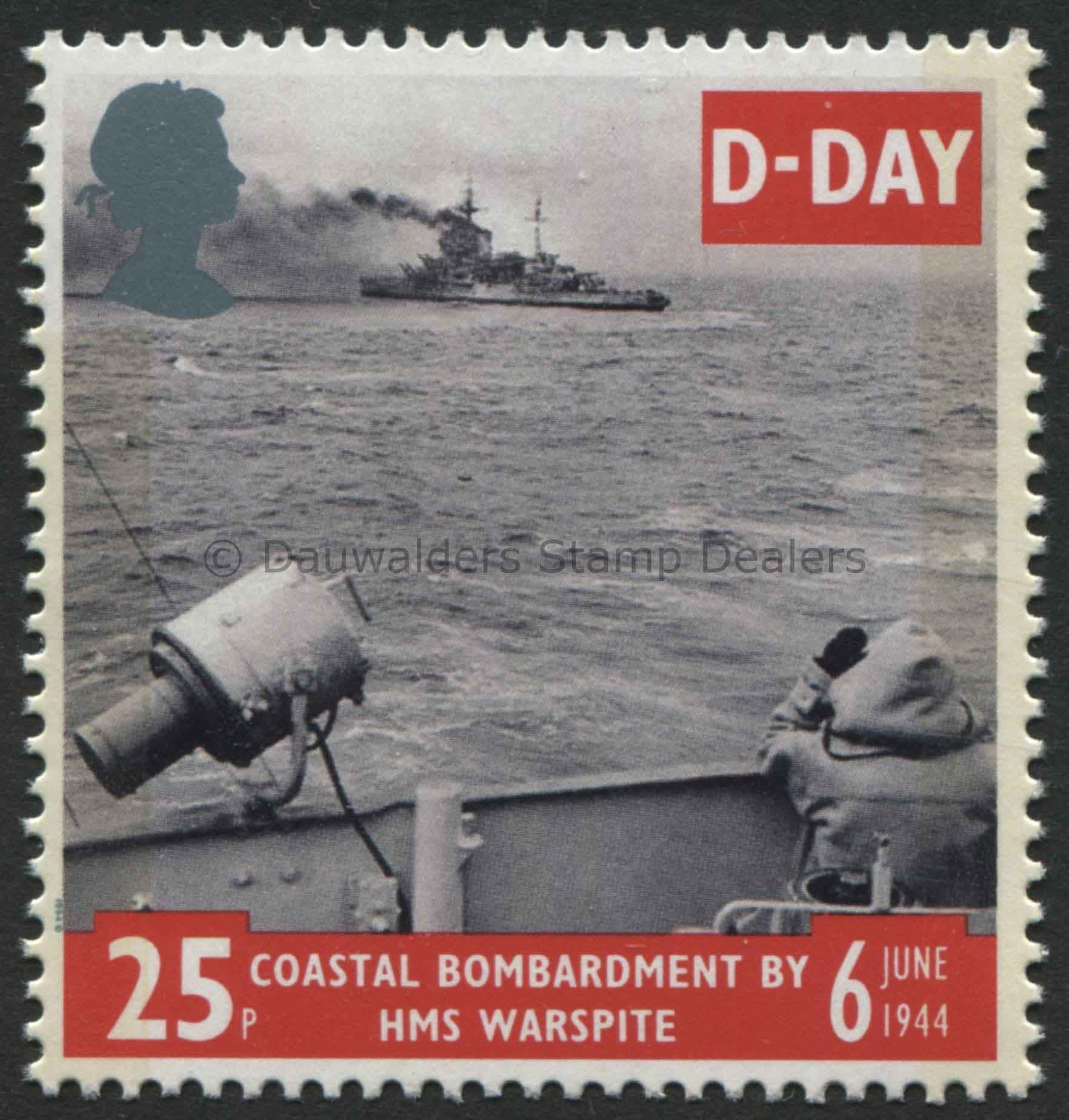 SG1825 25p HMS Warspite 1994 50th Anniv Of D-Day