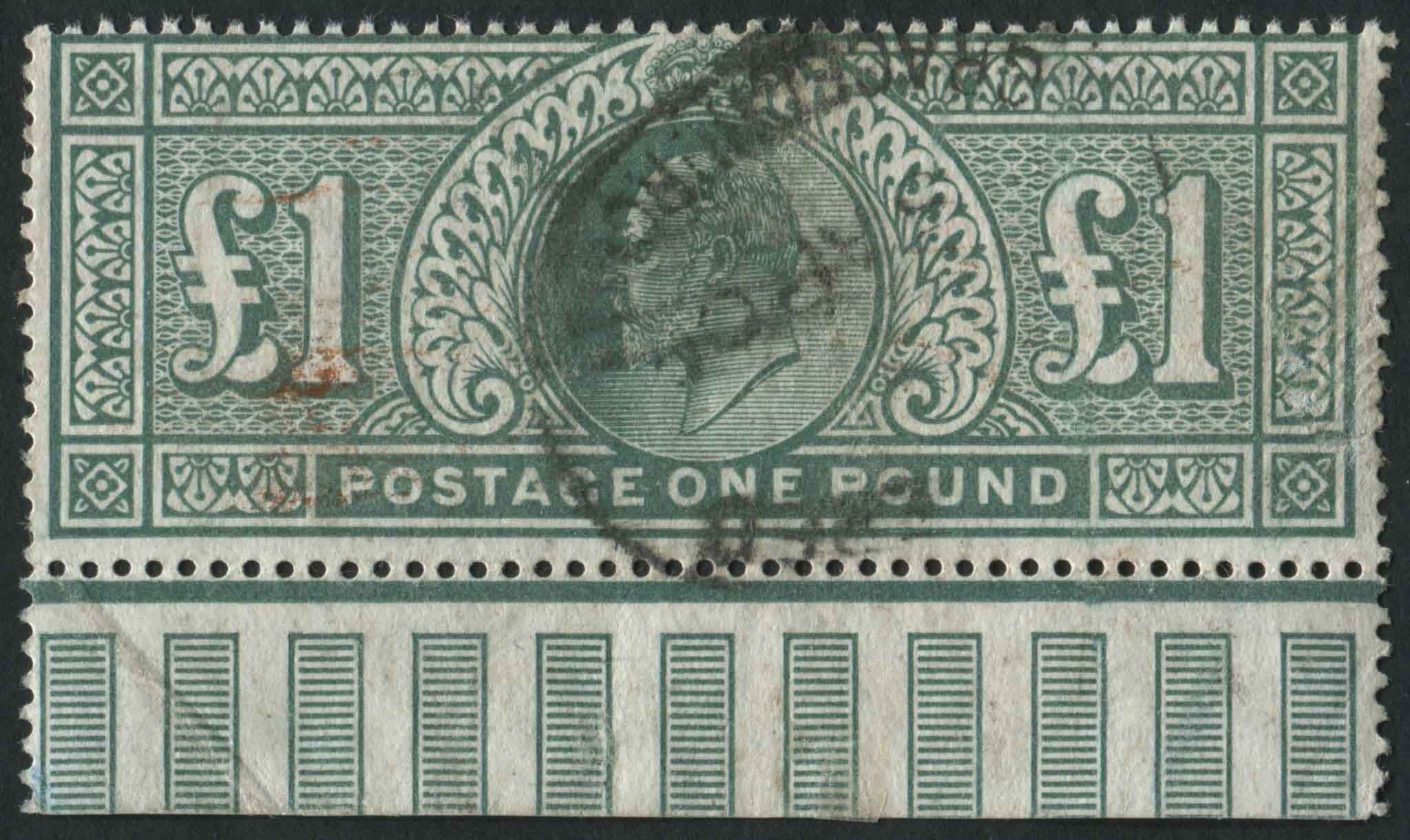 SG266s 1902-10 £1 dull blue-green, opt SPECIMEN, fine mounted mint