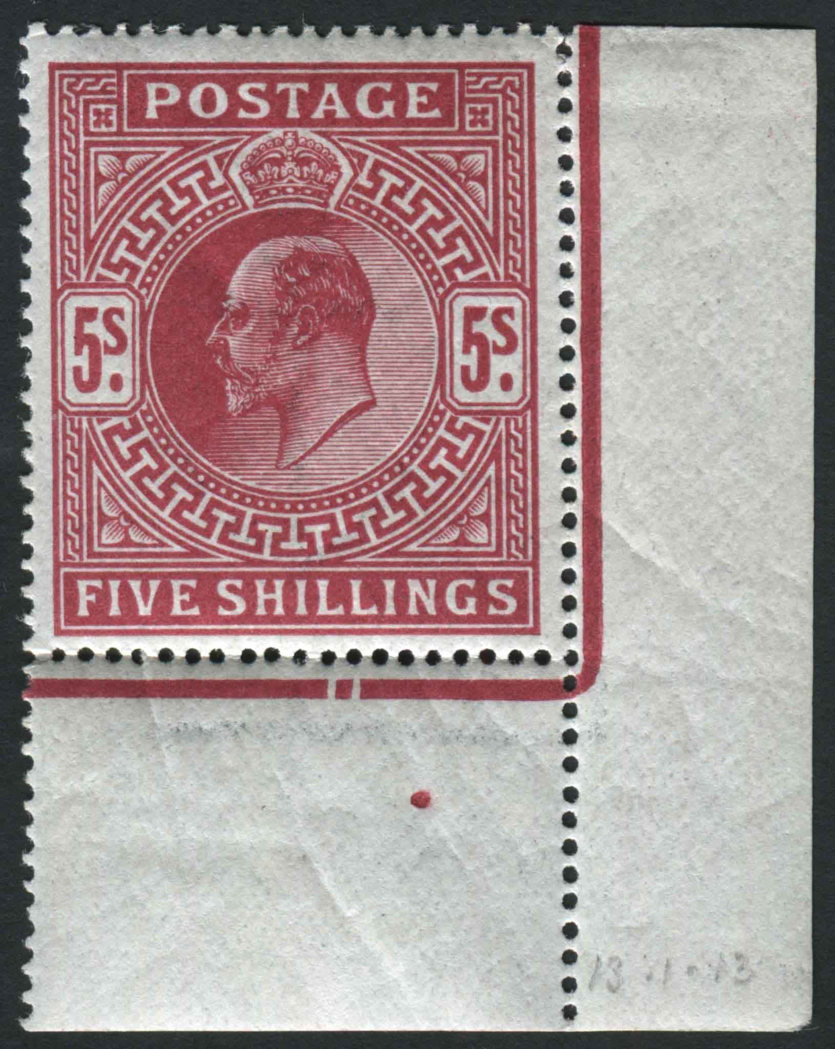 SG318 1911-13 5s Carmine, SpecM52(2), Fine Unmounted Mint