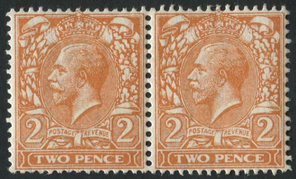 SG366 2d Orange Spec zf very fine mint pair one with watermark error ...