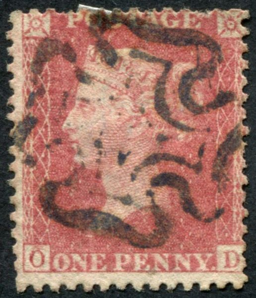 SG40 1d Rose-Red OD with rare late usage of complete postmark of crown Wmk