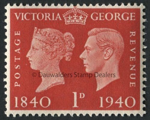 SG482 2d Orange 1940 Stamp Centenary