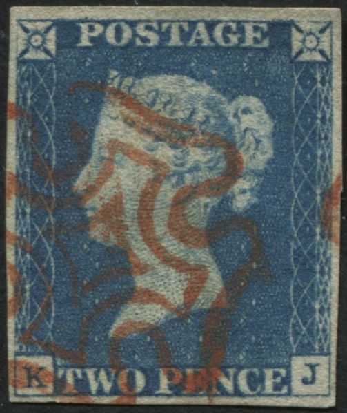 SG5 2d Blue KJ plate 1 a delightful used example with Orange-Red ...